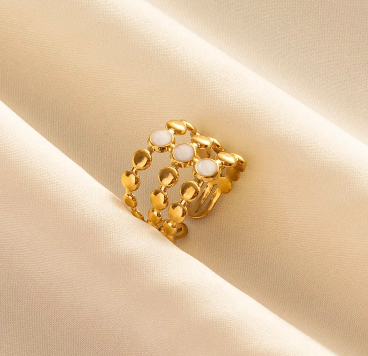 Triple Layer Gold Ring with white stone – Eché